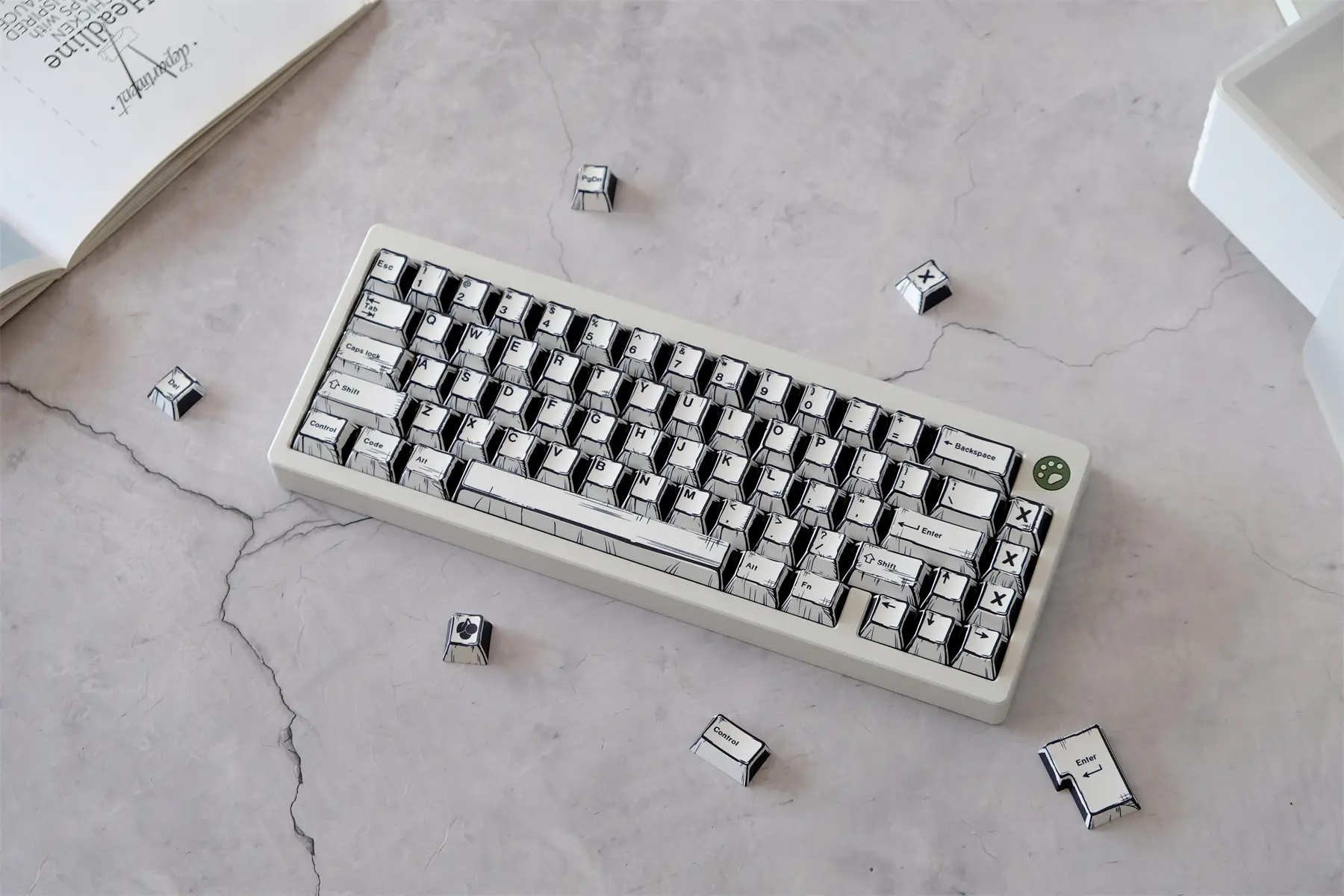 Comic Palette White Theme Mechanical Keyboard PBT Keycaps