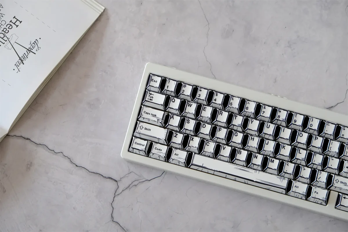 Comic Palette White Theme Mechanical Keyboard PBT Keycaps