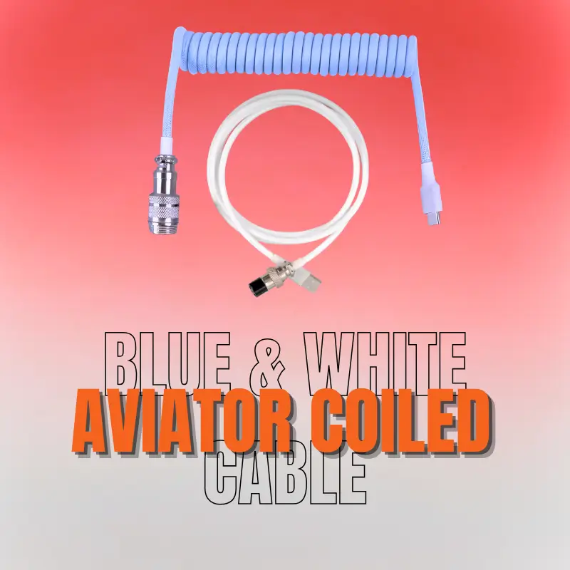 Premium Blue & White Coiled Cable for your keyboard